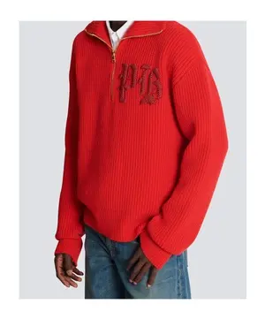 Balmain Cable Knit Zip Neck Jumper