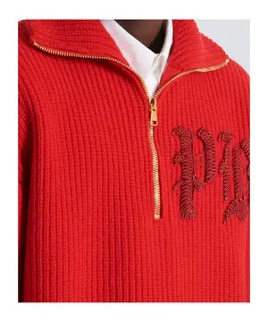 Balmain Cable Knit Zip Neck Jumper
