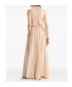 PATOU Sleeveless Open Back Halterneck Maxi Dress - Nude