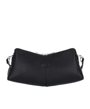 TOD'S Logo Embossed Zipped Shoulder Bag