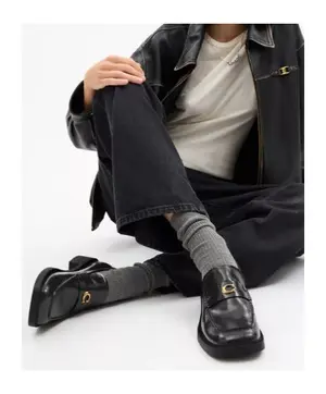 COACH Penny Loafer In Glazed Leather - Black
