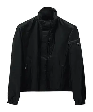 Prada Prada Long Sleeve Stand Collar Zip Jacket Black