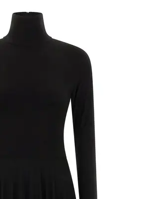 Norma Kamali Long Sleeve Turtleneck Mesh Maxi Dress