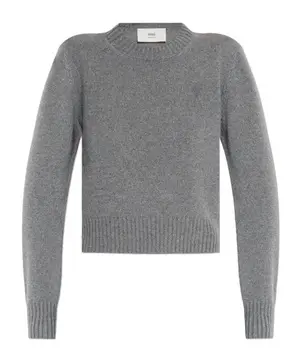 AMI Paris De Coeur Logo-embroidered Cropped Jumper