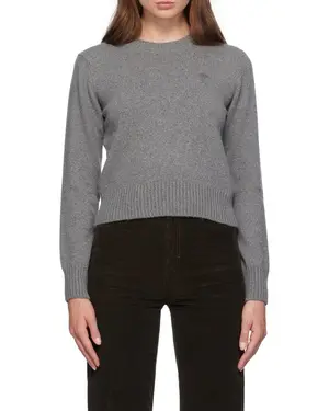 AMI Paris De Coeur Logo-embroidered Cropped Jumper