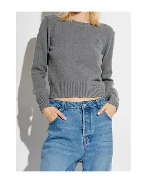 AMI Paris De Coeur Logo-embroidered Cropped Jumper