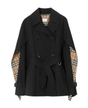 Burberry Cape-sleeve Cropped Belted Trench Coat