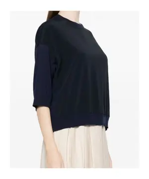 Peserico Panelled Knitted Top - Black