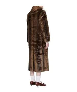OPEN YY Faux Fur Coat With Notched Lapel And Button Details