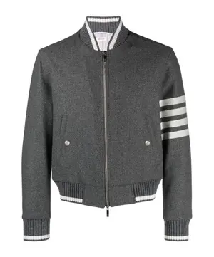 Thom Browne 4-bar Stripe Zip-up Bomber Jacket - Medium Gray