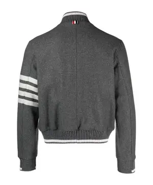 Thom Browne 4-bar Stripe Zip-up Bomber Jacket - Medium Gray
