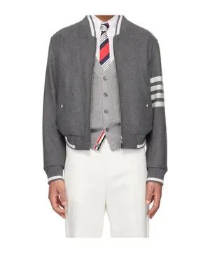 Thom Browne 4-bar Stripe Zip-up Bomber Jacket - Medium Gray
