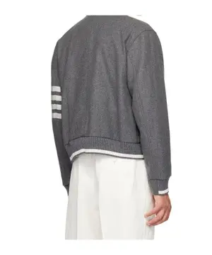 Thom Browne 4-bar Stripe Zip-up Bomber Jacket - Medium Gray