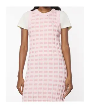 Maison Kitsuné Checked Ribbed Mini Dress