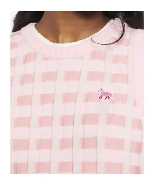 Maison Kitsuné Checked Ribbed Mini Dress