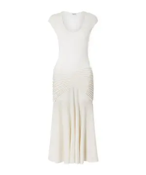 Alaïa Pleated Short Sleeve Dress