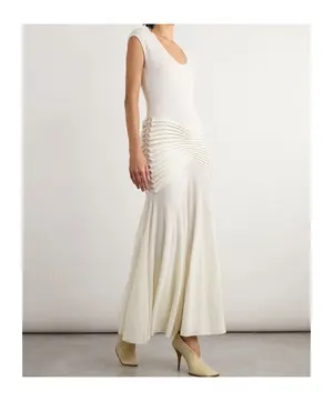 Alaïa Pleated Short Sleeve Dress