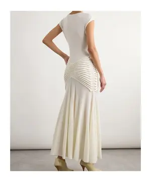 Alaïa Pleated Short Sleeve Dress