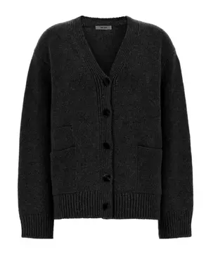 THE ROW V-neck Long-sleeve Cardigan With Ribbed Details