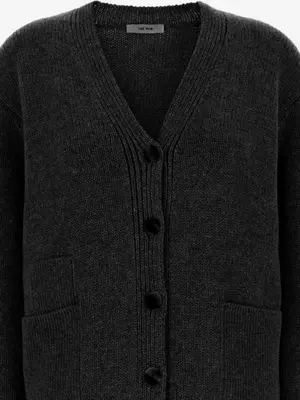 THE ROW V-neck Long-sleeve Cardigan With Ribbed Details
