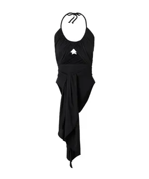 Alaïa Halter Neck Backless Draped Swimsuit - Black