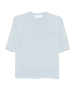 Thom Browne Striped Knitted Top With Ribbed Accents