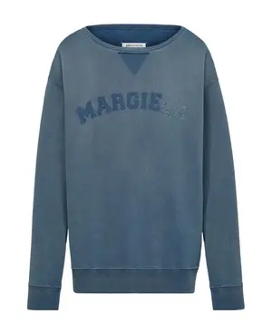 MAISON MARGIELA Logo Detailed Crewneck Sweatshirt - Blue