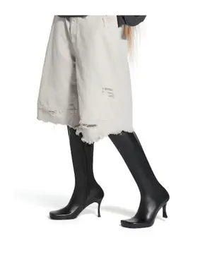 Balenciaga Scholl Square Toe Knee High Boots With Inner Zip