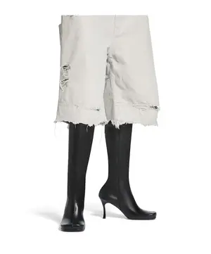 Balenciaga Scholl Square Toe Knee High Boots With Inner Zip