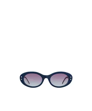 Dior Oval Frame Sunglasses With Logo - Blue