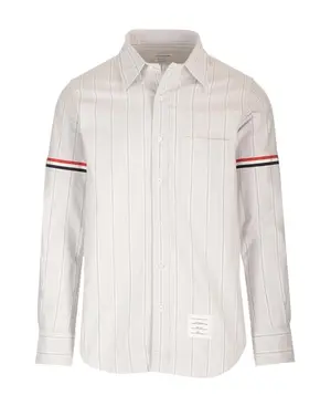 Thom Browne Rwb Striped Long-sleeved Shirt