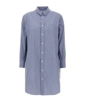 Sacai Pleated Striped Midi Shirt Dress