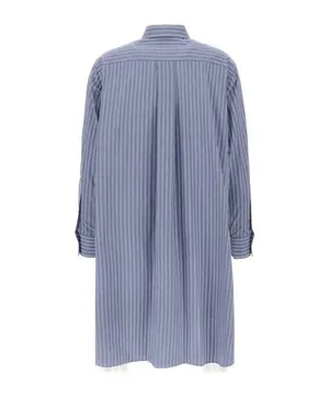 Sacai Pleated Striped Midi Shirt Dress