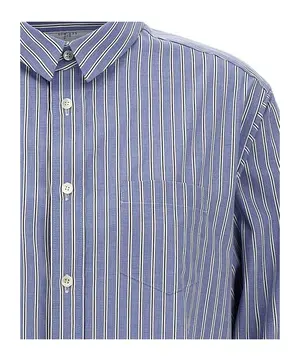 Sacai Pleated Striped Midi Shirt Dress
