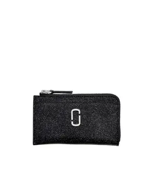 Marc Jacobs Coated Glitter J Mark Top Zip Multi Wallet - Black