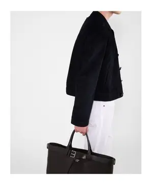 Prada Suede Blouson Jacket With Leather Triangle Logo
