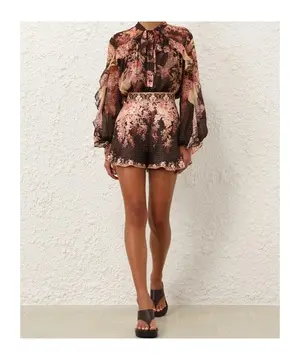 Zimmermann Illuminate Floral Printed Flutter Shorts
