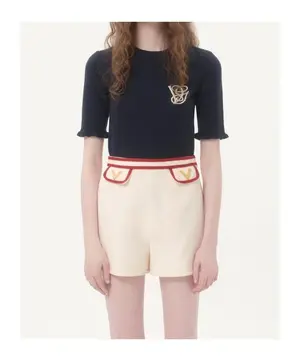 Valentino Garavani Embroidered Wool Top With Ruffle Detail