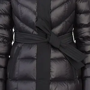 Mackage Calina Lustrous Down Maxi Coat With Drawstring Hood And Belted Waist