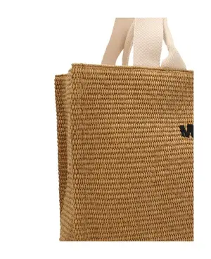 Marni Logo Embroidered Woven Top Handle Bag