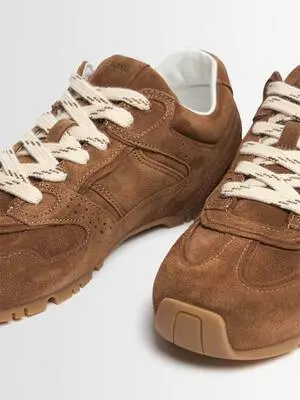 ALOHAS Suede Lace-up Low-top Sneakers - Brown