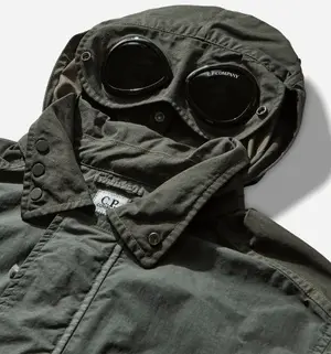 C.P. COMPANY Flat Nylon Goggle Hooded Jacket - Bay Leaf