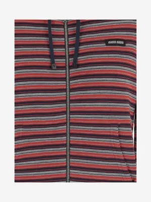 Miu Miu Striped Wool Zip-up Hoodie Jacket