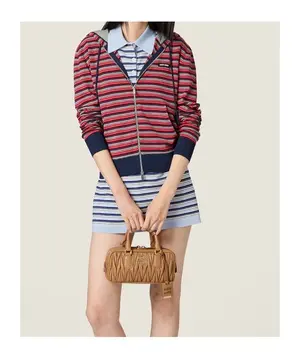 Miu Miu Striped Wool Zip-up Hoodie Jacket