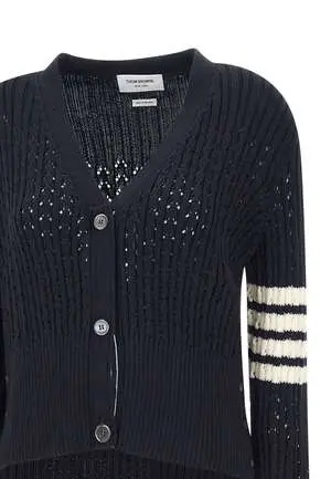 Thom Browne 4-bar Pointelle-knitted Button-up Cardigan