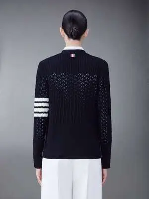 Thom Browne 4-bar Pointelle-knitted Button-up Cardigan