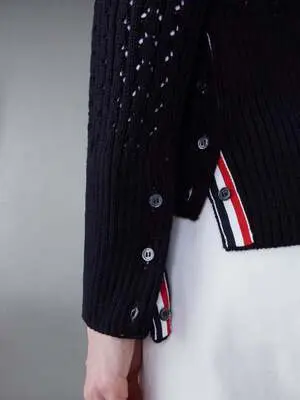 Thom Browne 4-bar Pointelle-knitted Button-up Cardigan