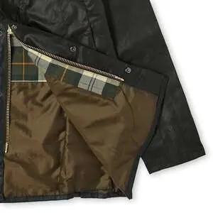 Barbour Waxed Cotton Jacket With Corduroy Collar - Black