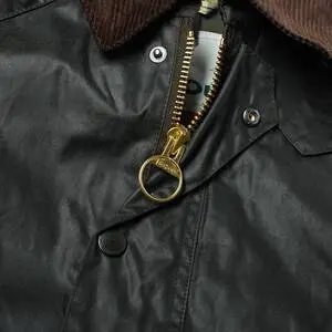 Barbour Waxed Cotton Jacket With Corduroy Collar - Black