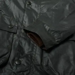 Barbour Waxed Cotton Jacket With Corduroy Collar - Black